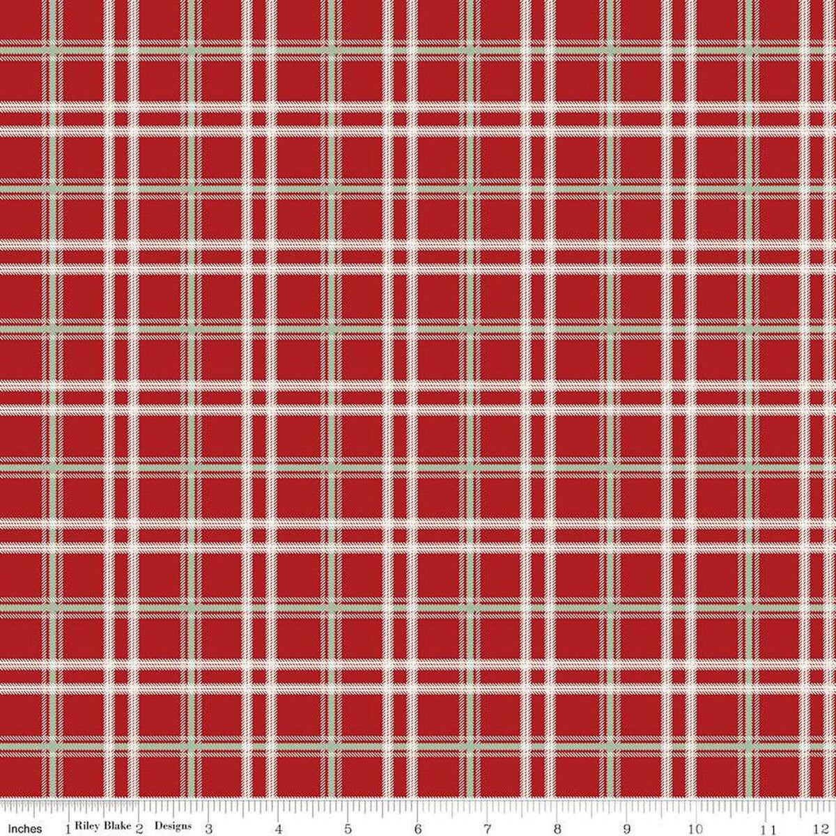 Mistletoe & Holly Plaid Barn Red C16407-BARNRED from Riley Blake by th ...