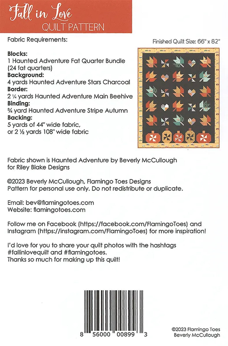 Fall in Love Quilt Pattern #FT-8993 Quilt Pattern from Flamingo Toes ...